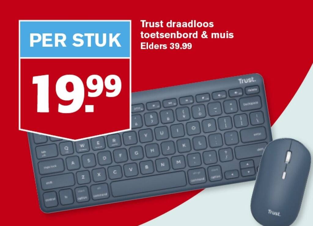 Trust draadloos toetsenbord & muis aanbieding bij Hoogvliet