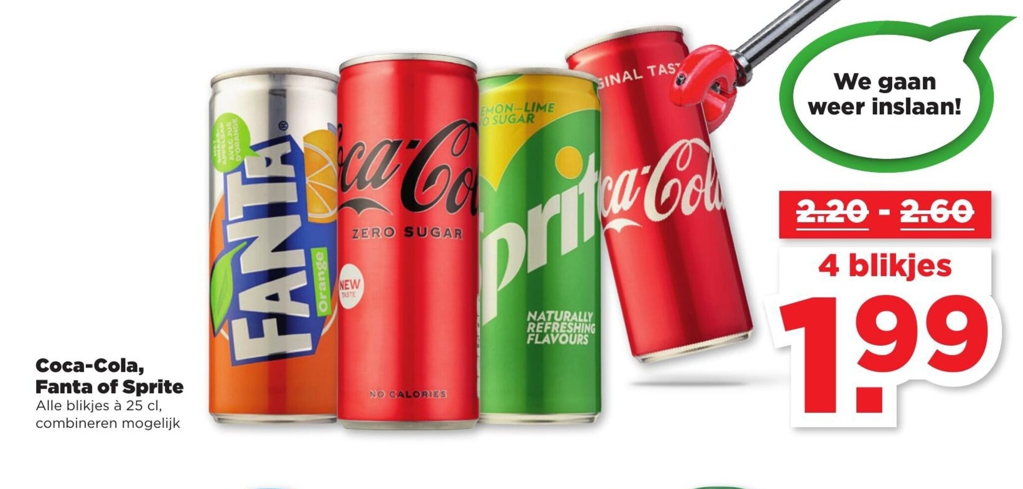 Cola-Cola, Fanta of Sprite 25cl aanbieding bij PLUS