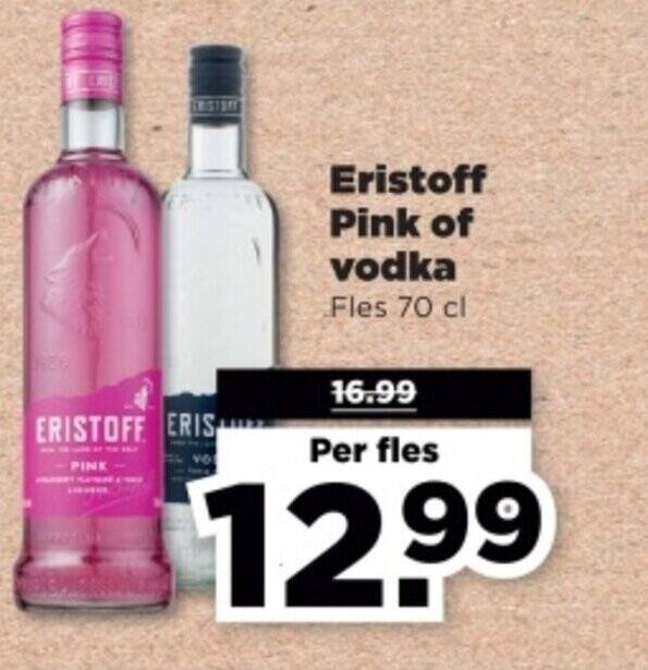 Eristoff pink of vodka per fles aanbieding bij PLUS