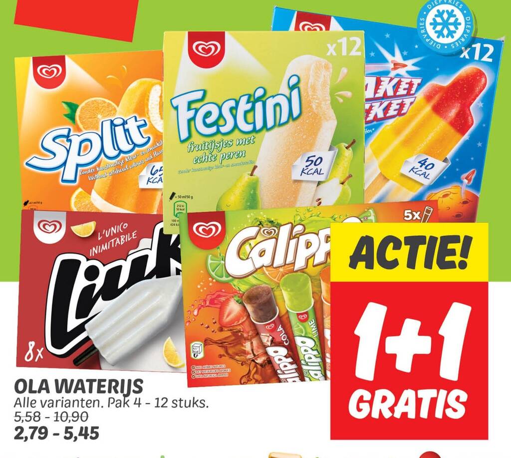 OLA WATERIJS 1+1 GRATIS aanbieding bij Dekamarkt