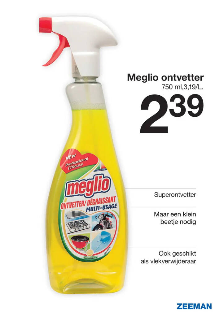 Meglio ontvetter 750 ml aanbieding bij Zeeman