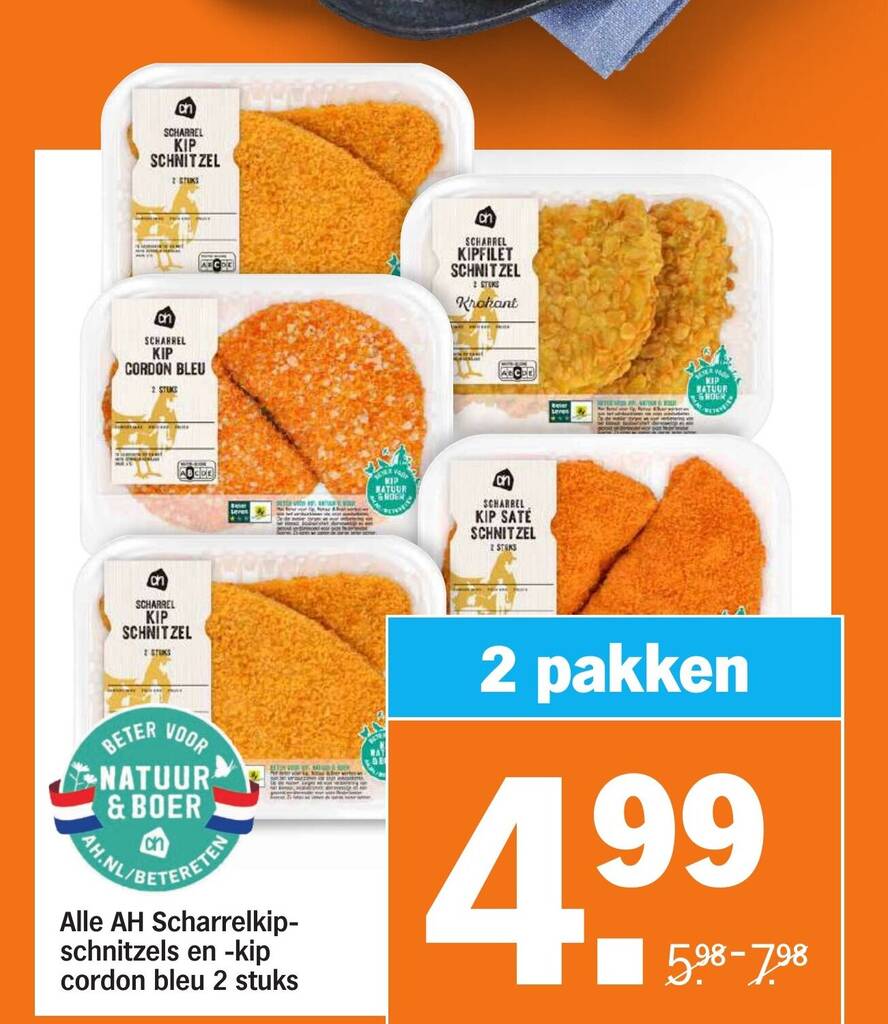 Scharrelkip schnitzels en kip cordon bleu 2 stuks aanbieding bij Albert ...