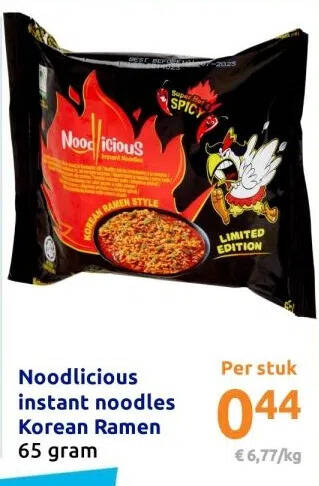 Noodlicious instant noodles Korean Ramen aanbieding bij Action