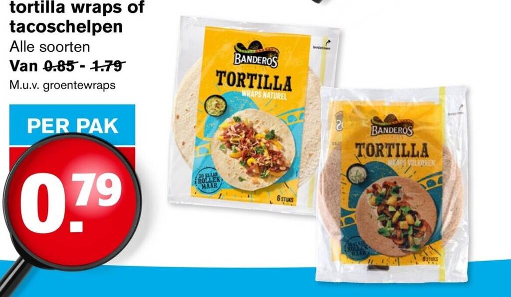 Banderos tortilla wraps of tacoschelpen aanbieding bij Hoogvliet