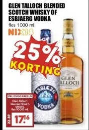 GLEN TALLOCH BLENDED SCOTCH WHISKY OF ESBJAERG VODKA aanbieding bij MCD ...