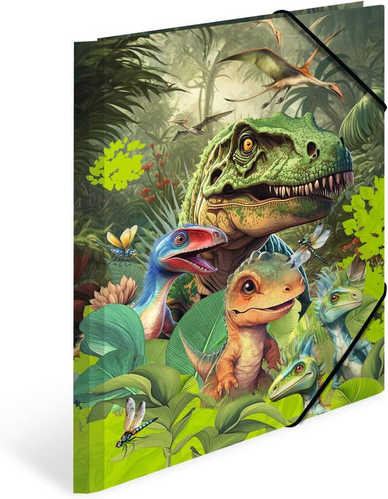 HERMA 19723 Verzamelmap A4 Dino World, kinderhoekspanner-map van karton ...