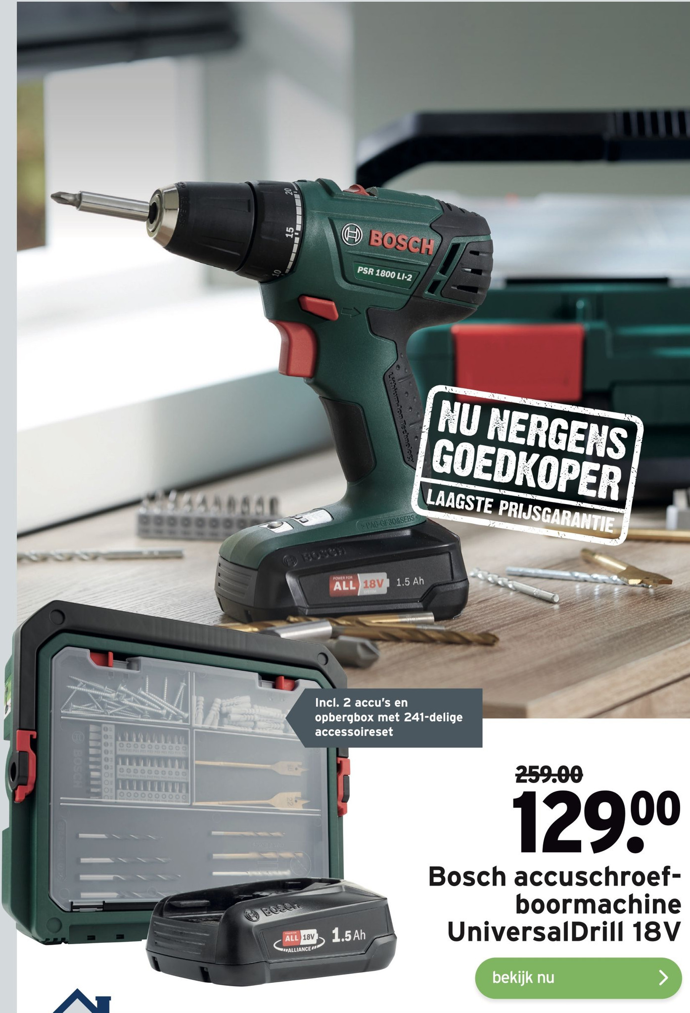 Bosch accuschroef- boormachine UniversalDrill 18V aanbieding bij GAMMA