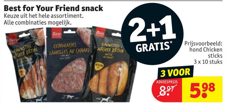 Best for Your Friend snack 2+1 gratis aanbieding bij Kruidvat