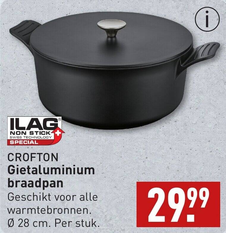 CROFTON Gietaluminium braadpan Ø28 cm aanbieding bij ALDI