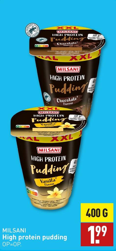 MILSANI High protein pudding 400g aanbieding bij ALDI