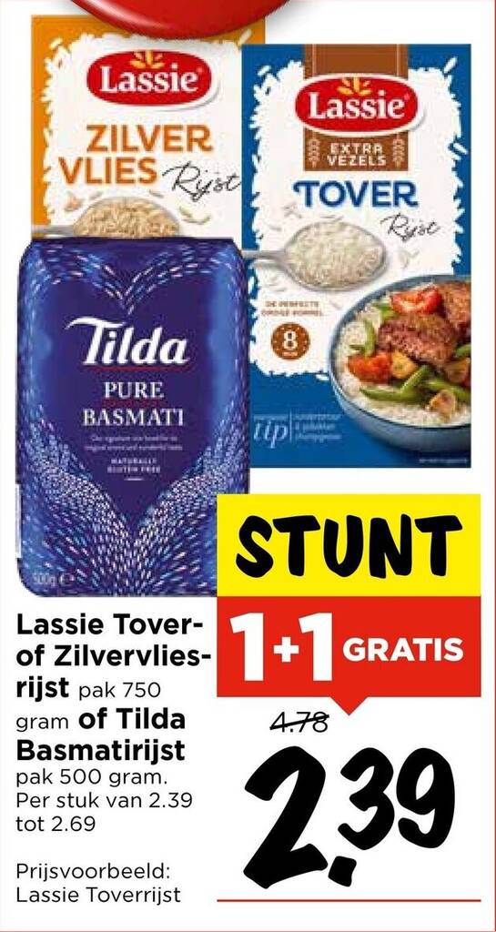 Lassie tover of zilvervlies rijst of tilda basmatirijst pak 500 gram 1 ...