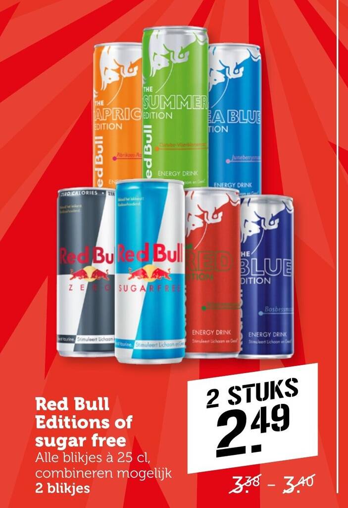 Red Bull Editions of sugar free 25 cl aanbieding bij Coop