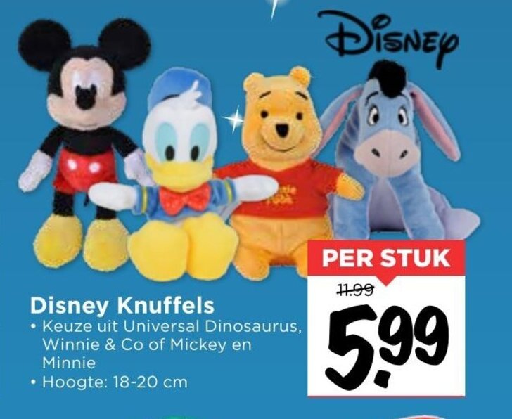 Disney Knuffels 18-20cm aanbieding bij Vomar