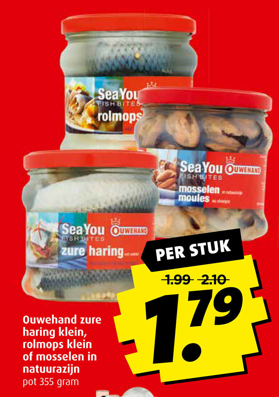 Ouwehand zure haring klein, rolmops klein of mosselen in natuurazijn ...