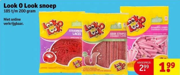 Look O Look snoep 185 t/m 200 gram aanbieding bij Kruidvat