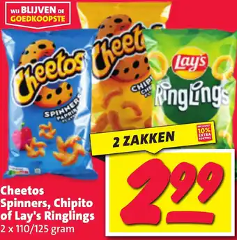 Cheetos Spinners, Chipito of Lay's Ringlings 2 x 110/125g aanbieding ...