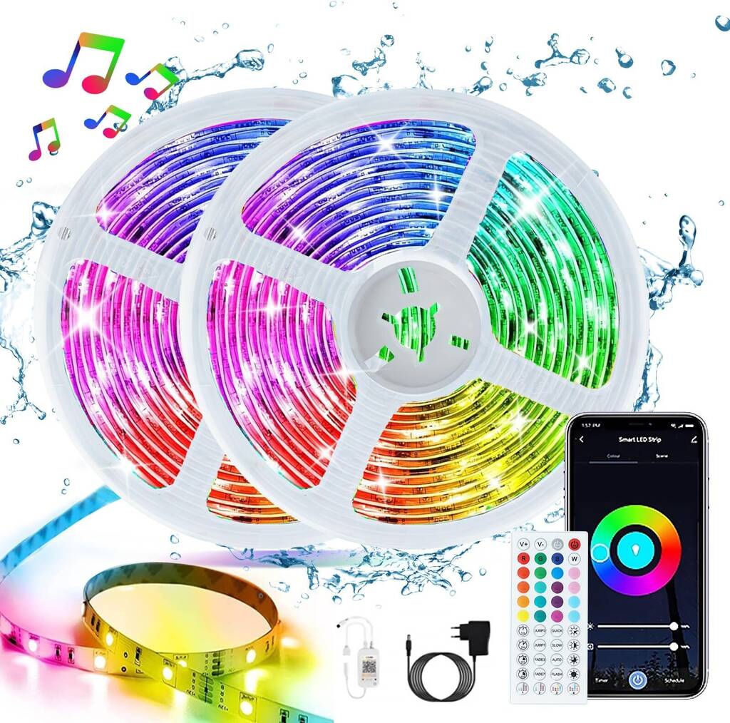 CILIENG LED Strip 12M, IP65 RGB LED Band Waterdicht, Zelfklevende ...