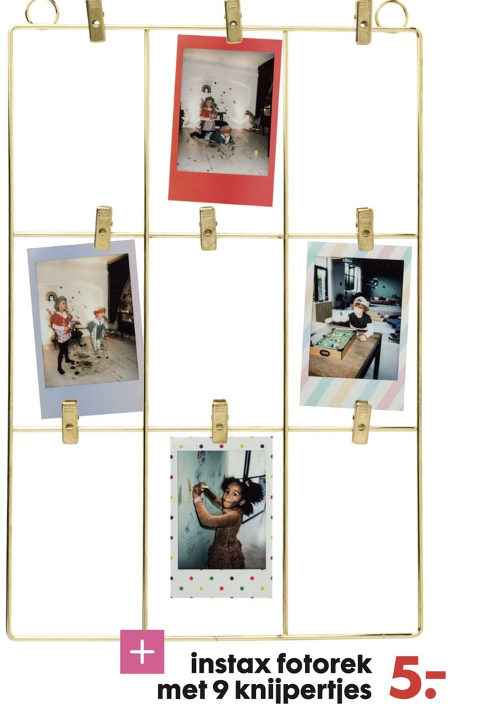 + instax fotorek met 9 knijpertjes aanbieding bij HEMA