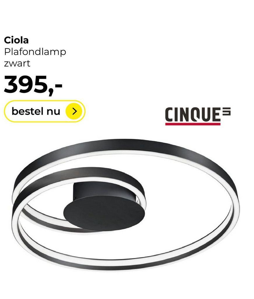 Ciola - Plafondlamp CINQUE LED zwart DTW 3680lm aanbieding bij Lampidee