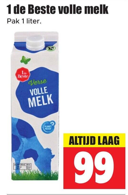 1 de beste volle melk 1 liter aanbieding bij Dirk