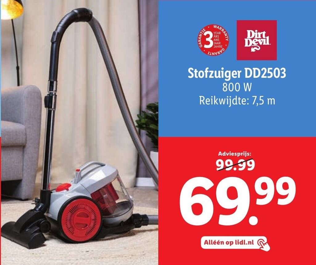 Dirt Devil Stofzuiger DD2503 7.5 m aanbieding bij Lidl