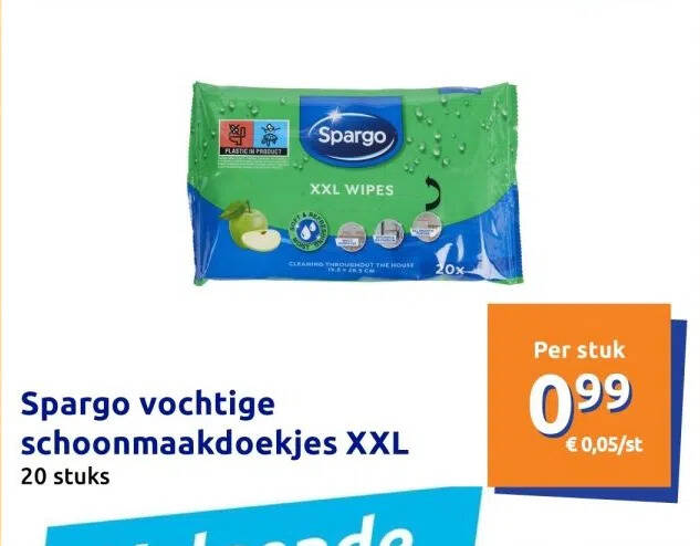 Spargo vochtige schoonmaakdoekjes XXL aanbieding bij Action