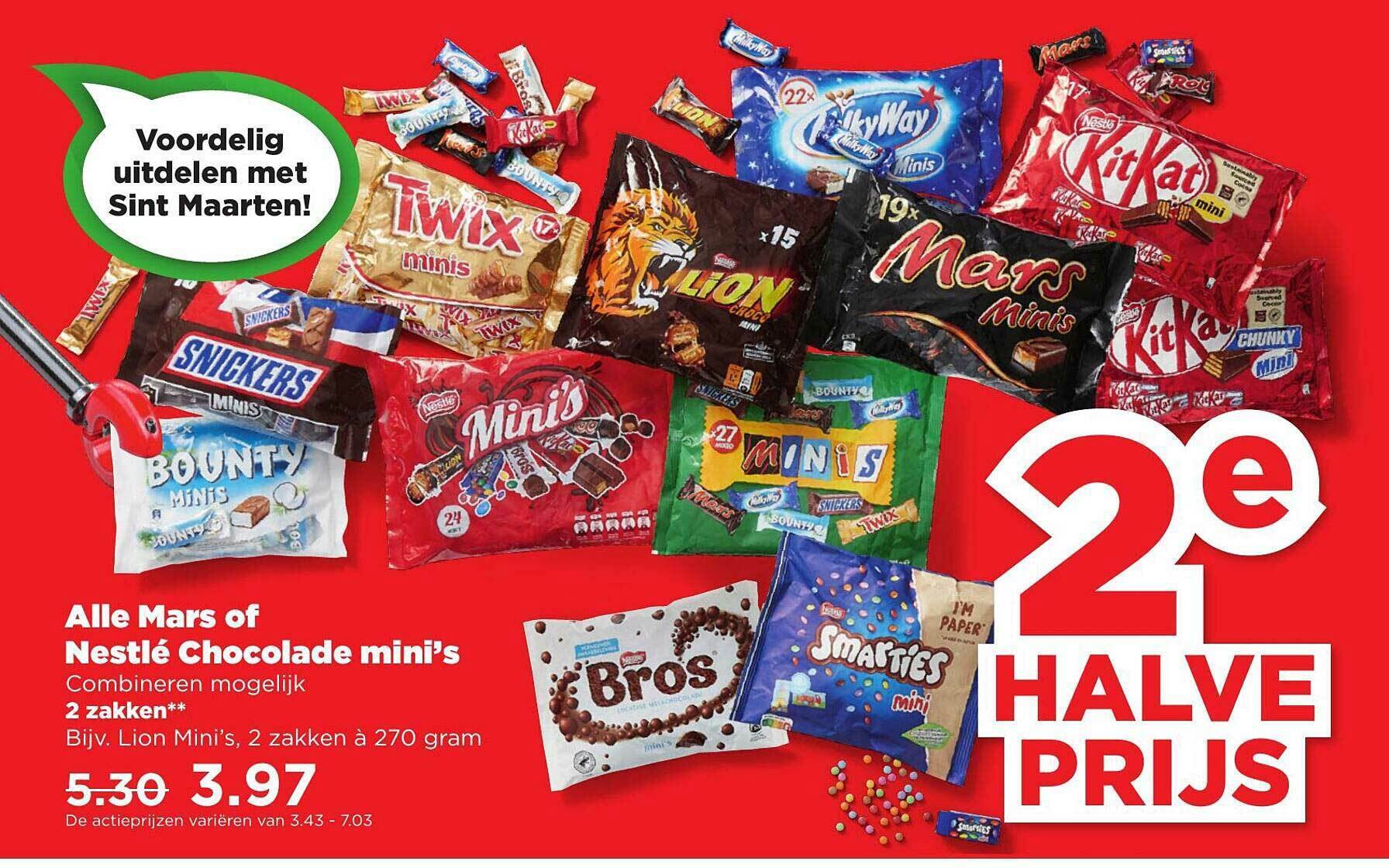 Alle Mars Of Nestlé Chocolade Mini's 270g aanbieding bij PLUS