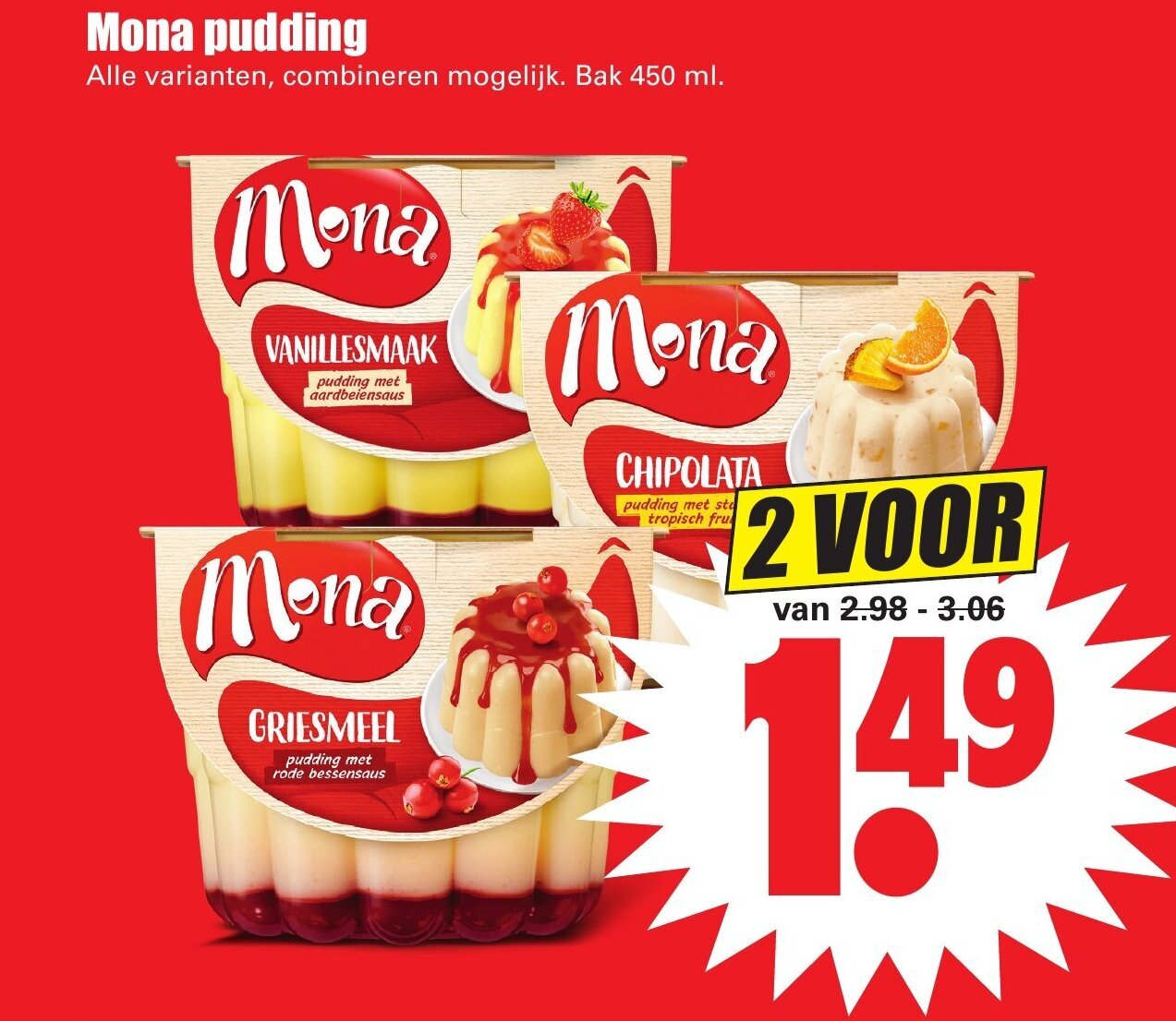 Mona pudding 450 ml aanbieding bij Dirk