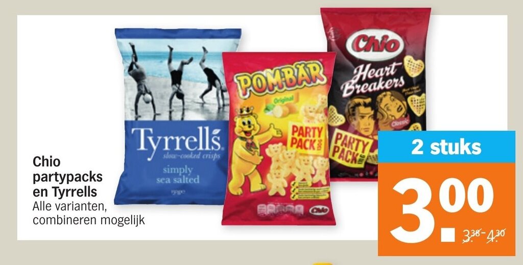 Chio partypacks en Tyrrells aanbieding bij Albert Heijn