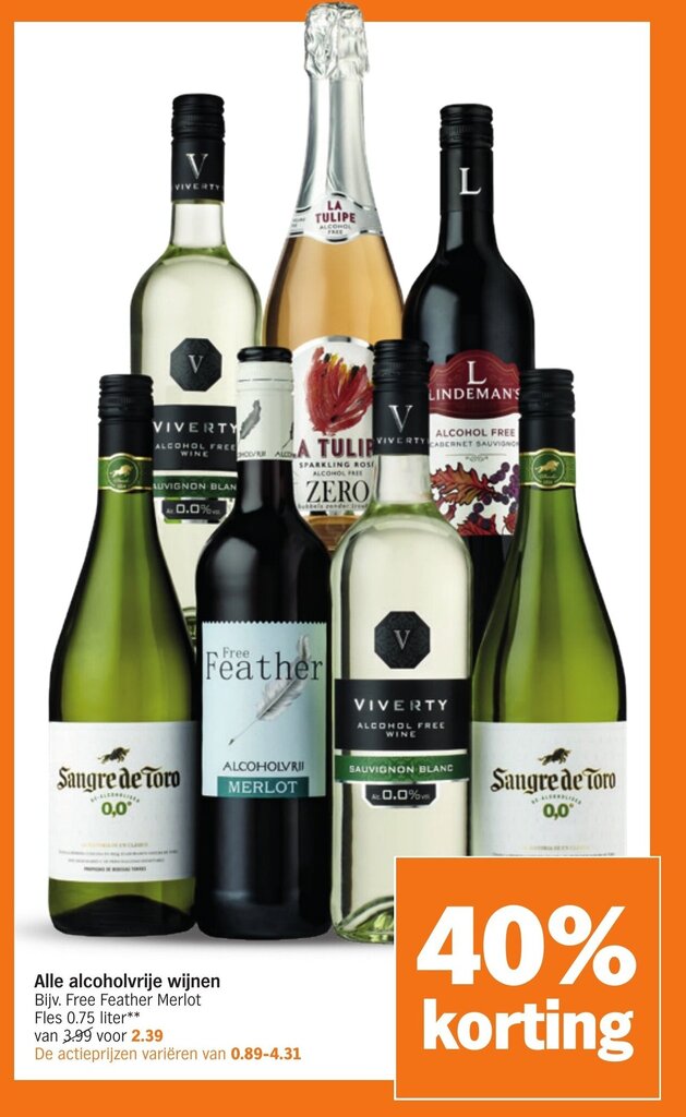 Alle alcoholvrije wijnen 0.75 liter aanbieding bij Albert Heijn