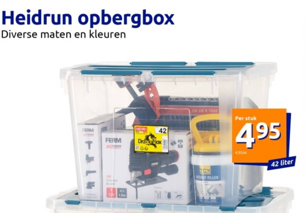 Heidrun opbergbox 42 liter aanbieding bij Action