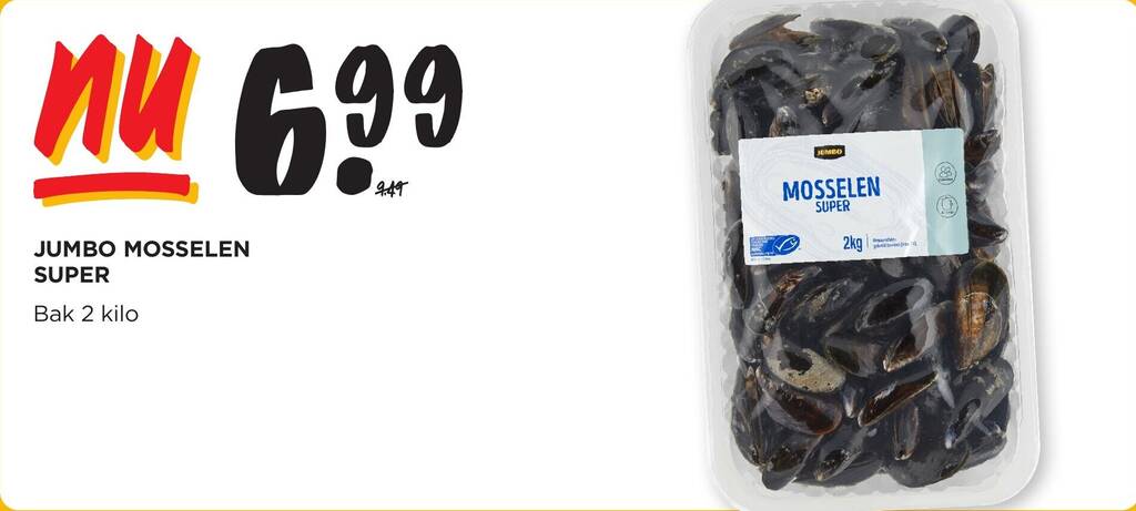 Mosselen super 2 kg aanbieding bij Jumbo