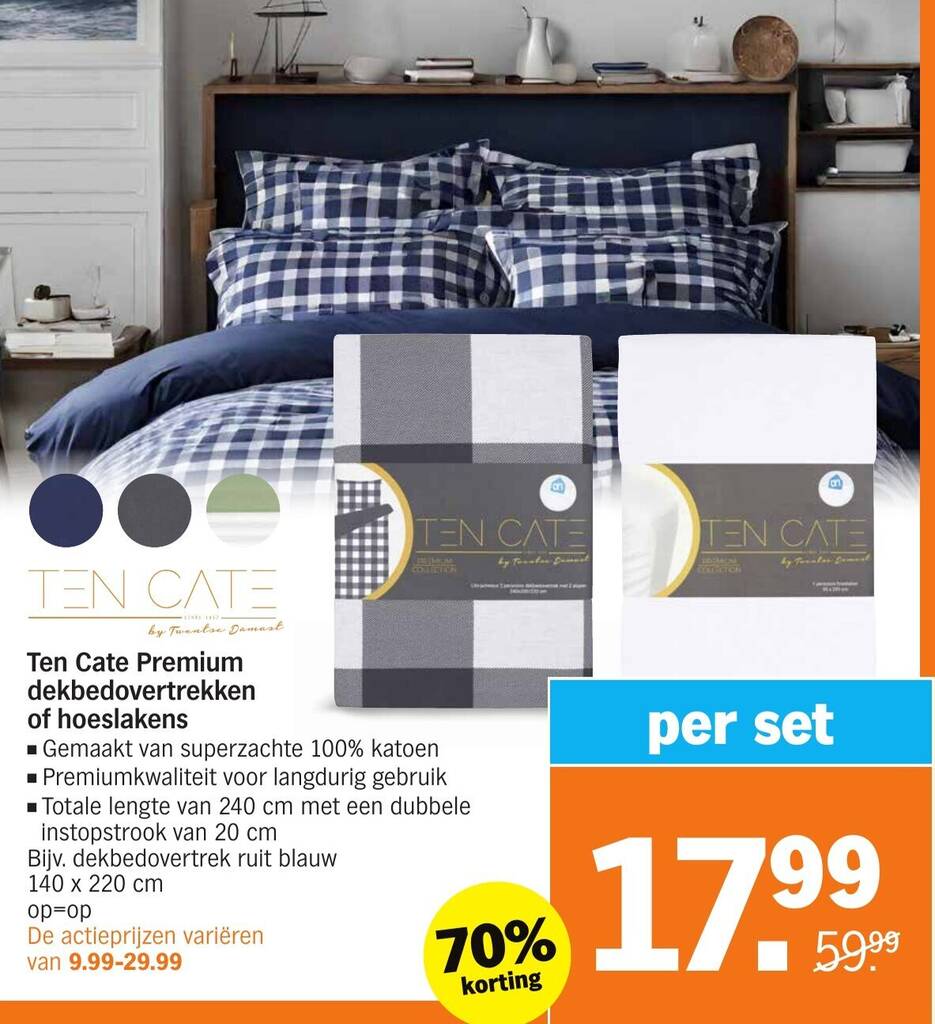 Ten Cate Premium dekbedovertrekken of hoeslakens 140 x 220 cm aanbieding bij Albert Heijn