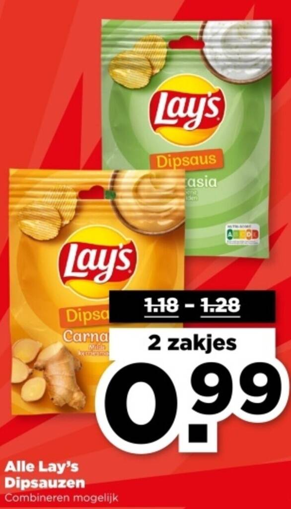 Alle Lay's Dipsauzen 2 zakjes aanbieding bij PLUS