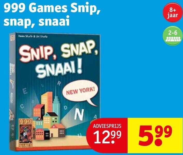 999 Games Snip, snap, snaai aanbieding bij Kruidvat
