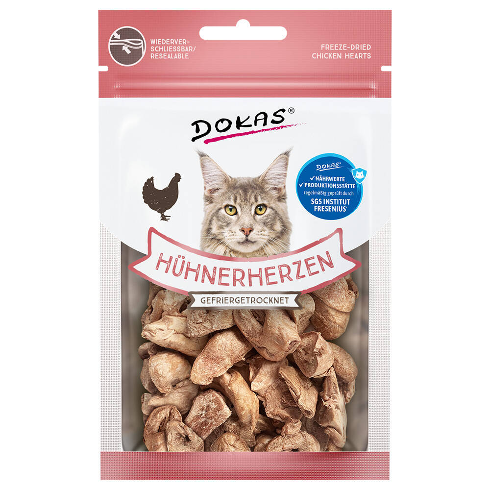 15g Dokas Kippenhartjes Gevriesdroogde Kattensnacks aanbieding bij Zooplus