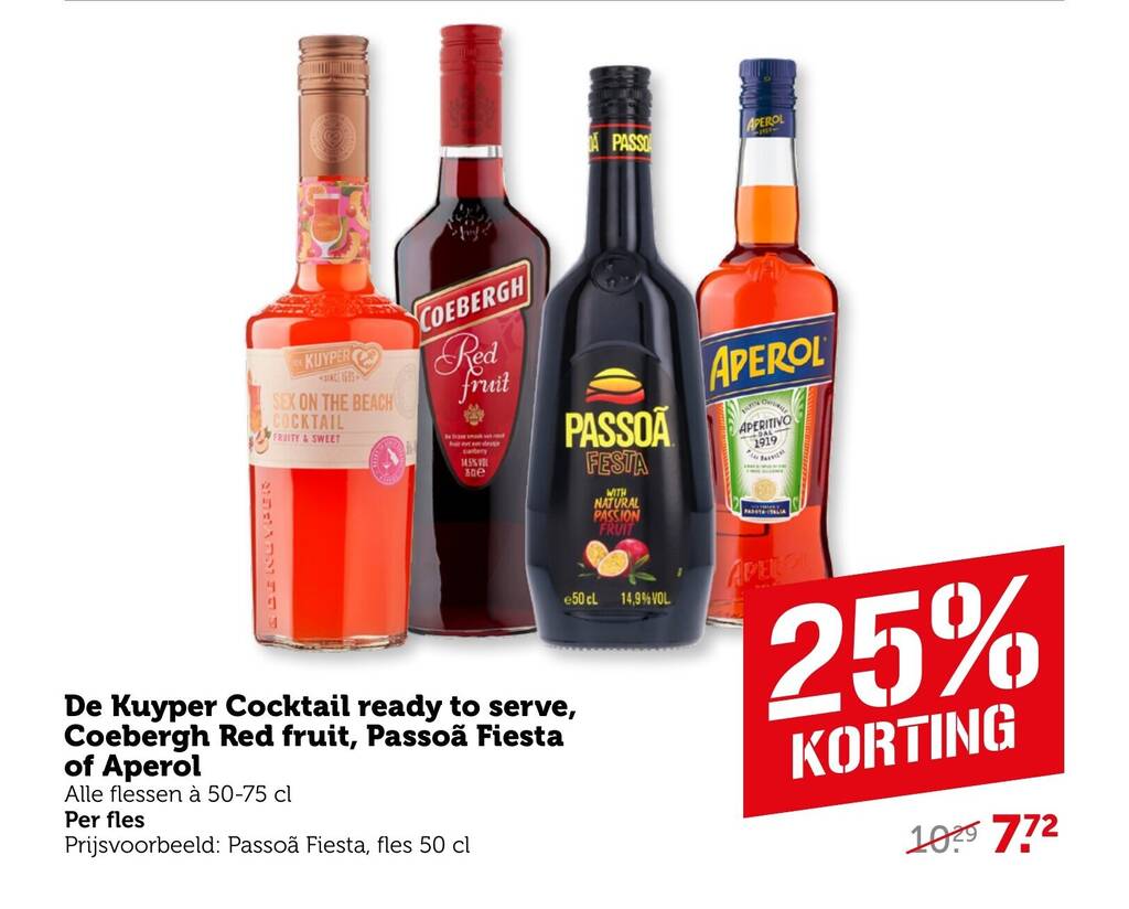 De Kuyper Cocktail ready to serve, Coebergh Red fruit, Passoã Fiesta of ...