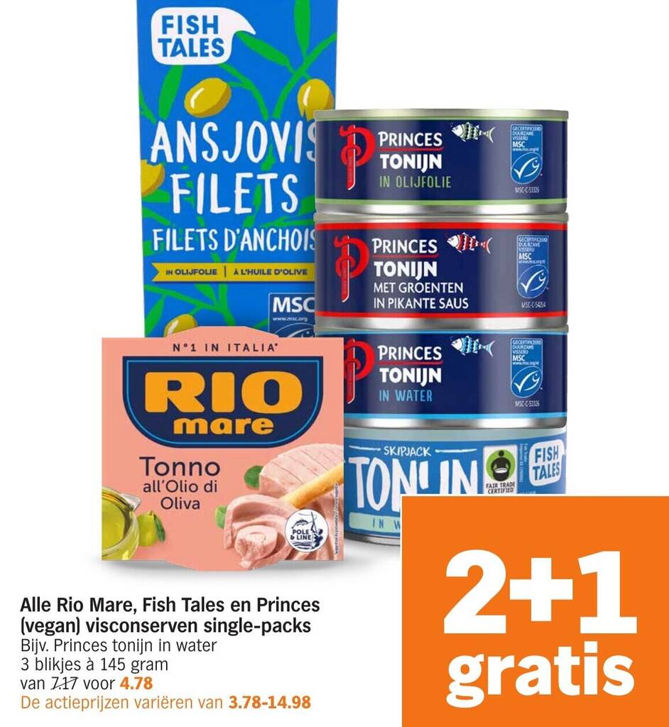 Alle Rio Mare, Fish Tales en Princes vegan visconserven single-packs ...