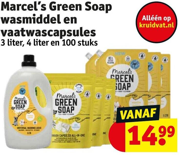 Marcel's Green Soap wasmiddel en vaatwascapsules 3 - 4 liter aanbieding ...