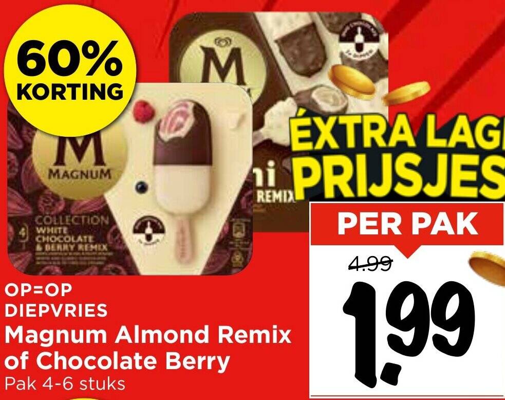 Magnum Almond Remix of Chocolate Berry 4-6 stuks aanbieding bij Vomar ...