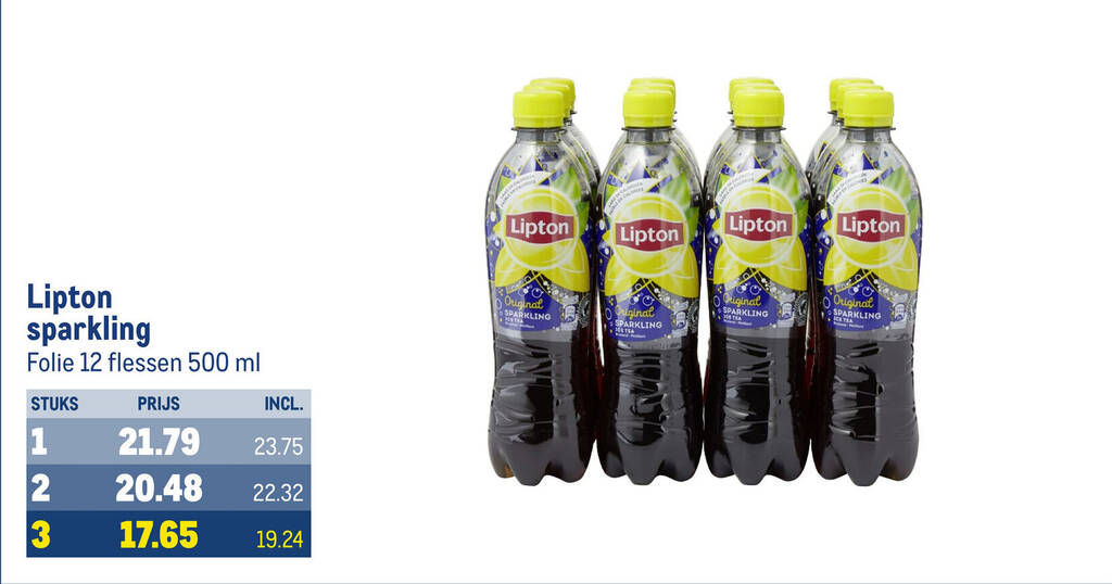 Lipton sparkling 500 ml aanbieding bij Makro € 17,65