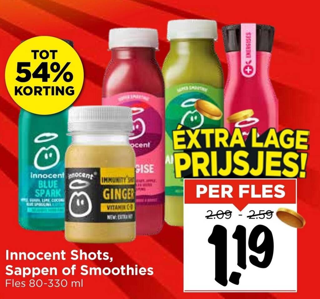 Innocent Shots, Sappen of Smoothies 80 - 330 ml aanbieding bij Vomar Voordeelmarkt Geldig van 12 ...