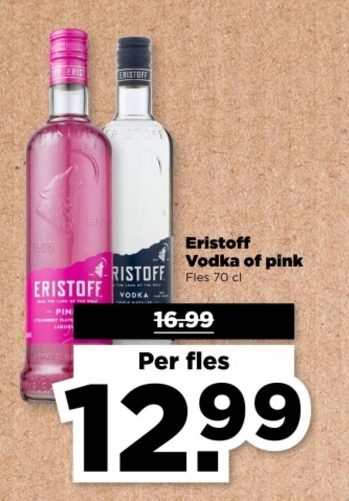Eristoff Vodka of pink 70 cl aanbieding bij PLUS