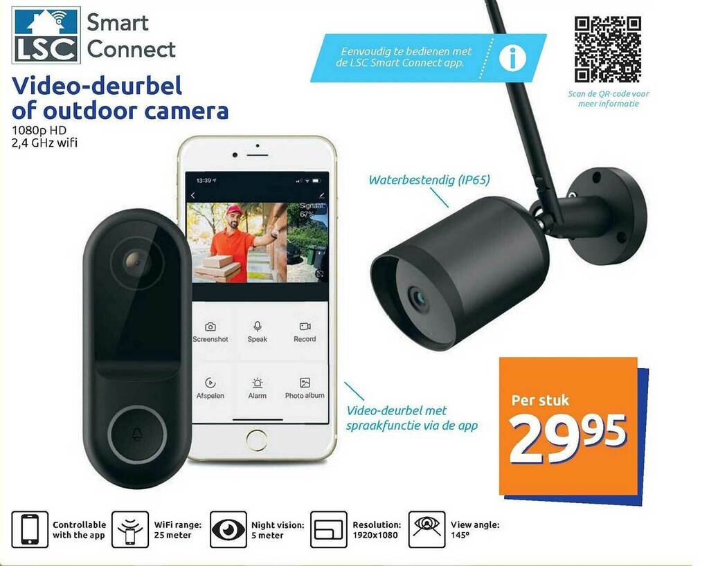 LSC Smart Connect Video-Deurbel Of Outdoor Camera aanbieding bij Action