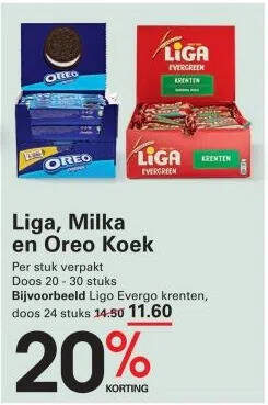 Liga, Milka en Oreo Koek aanbieding bij Sligro Geldig van 12-09-2024