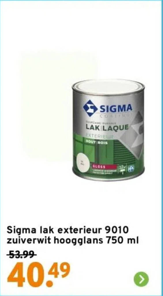Sigma lak exterieur 750 ml aanbieding bij GAMMA