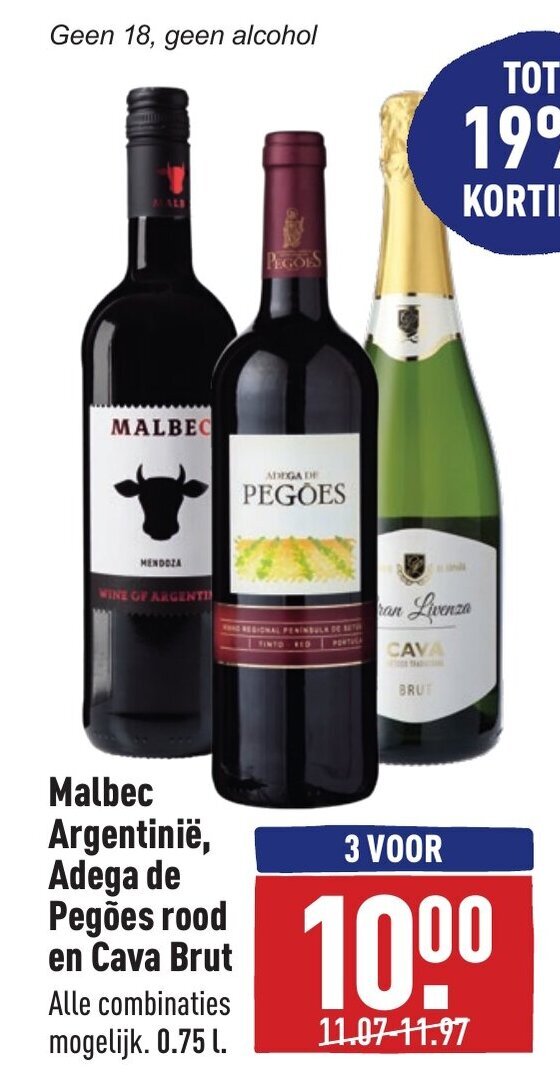 Malbec Argentinie, Adega de Pegoes rood en Cava Brut 0.75l aanbieding ...