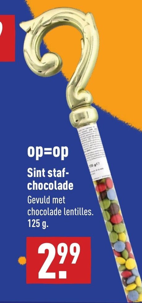 Sint staf- chocolade 125g aanbieding bij ALDI