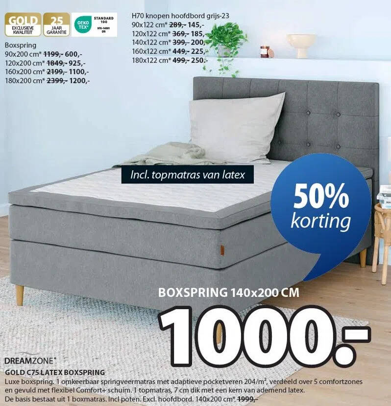 GOLD C75 LATEX BOXSPRING aanbieding bij Jysk