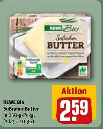 REWE Bio Süßrahm-Butter aanbieding bij Rewe DE